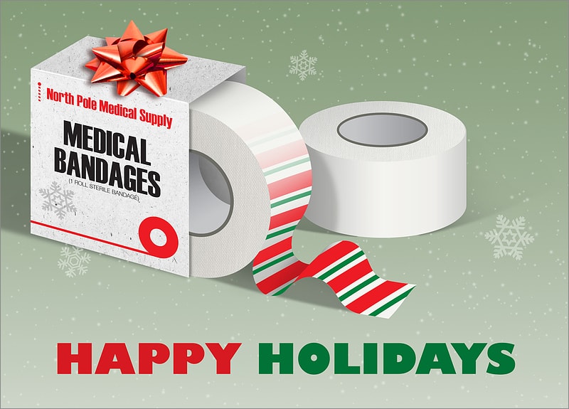 Medical Holiday Greeting Card (Glossy White) | Medical Christmas Cards